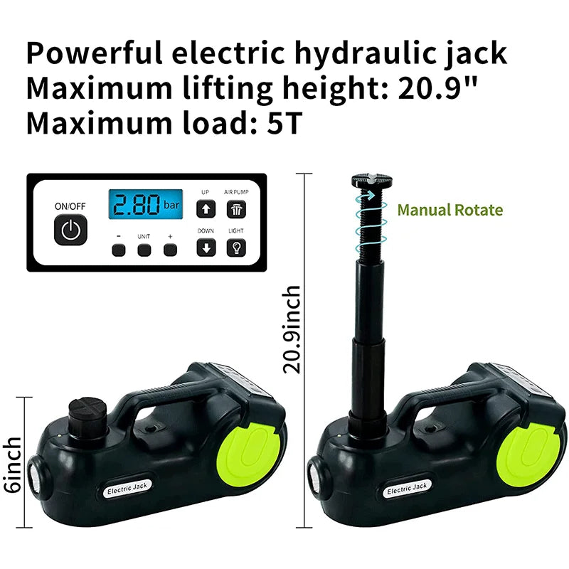 12V 5 Ton Electric Car Jack – Hydraulic Digital Jack for Cars, SUVs ...