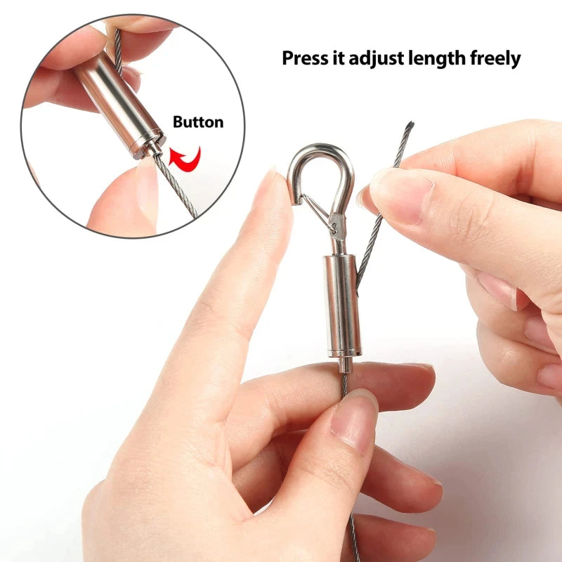 Adjustable Automatic Wire Rope Spring Hook | Clothesline & Picture ...